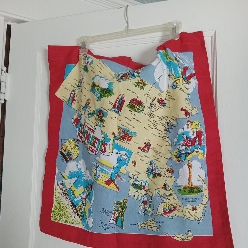 Massachusetts Red And White State Map Cloth Bag Large - Gem